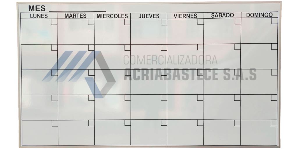 Planeador Mensual Acrílico 120*160 - Tableros y Acrilicos